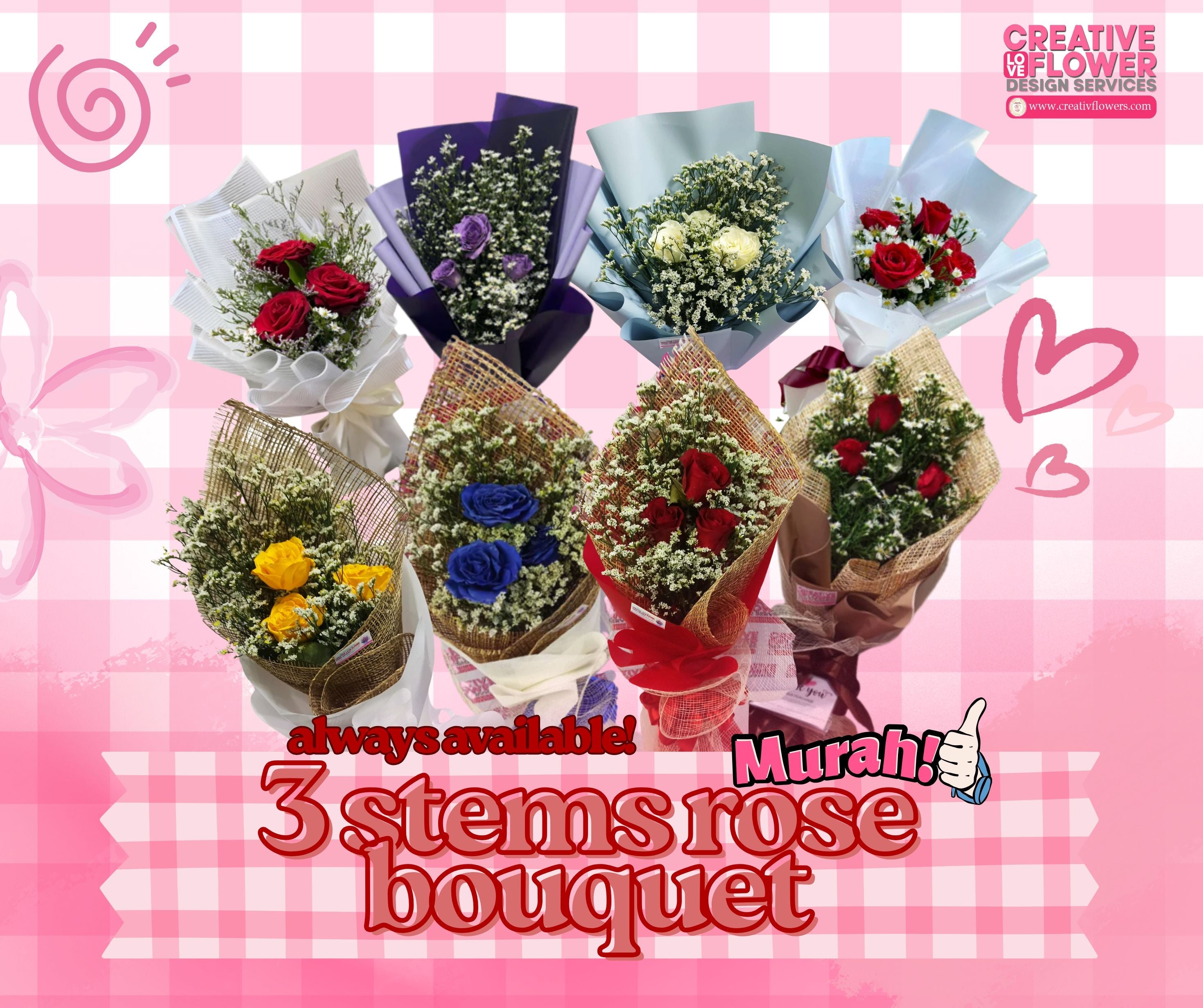3 stems and single stems – CREATIVE LOVE FLOWER DESIGN SERVICES